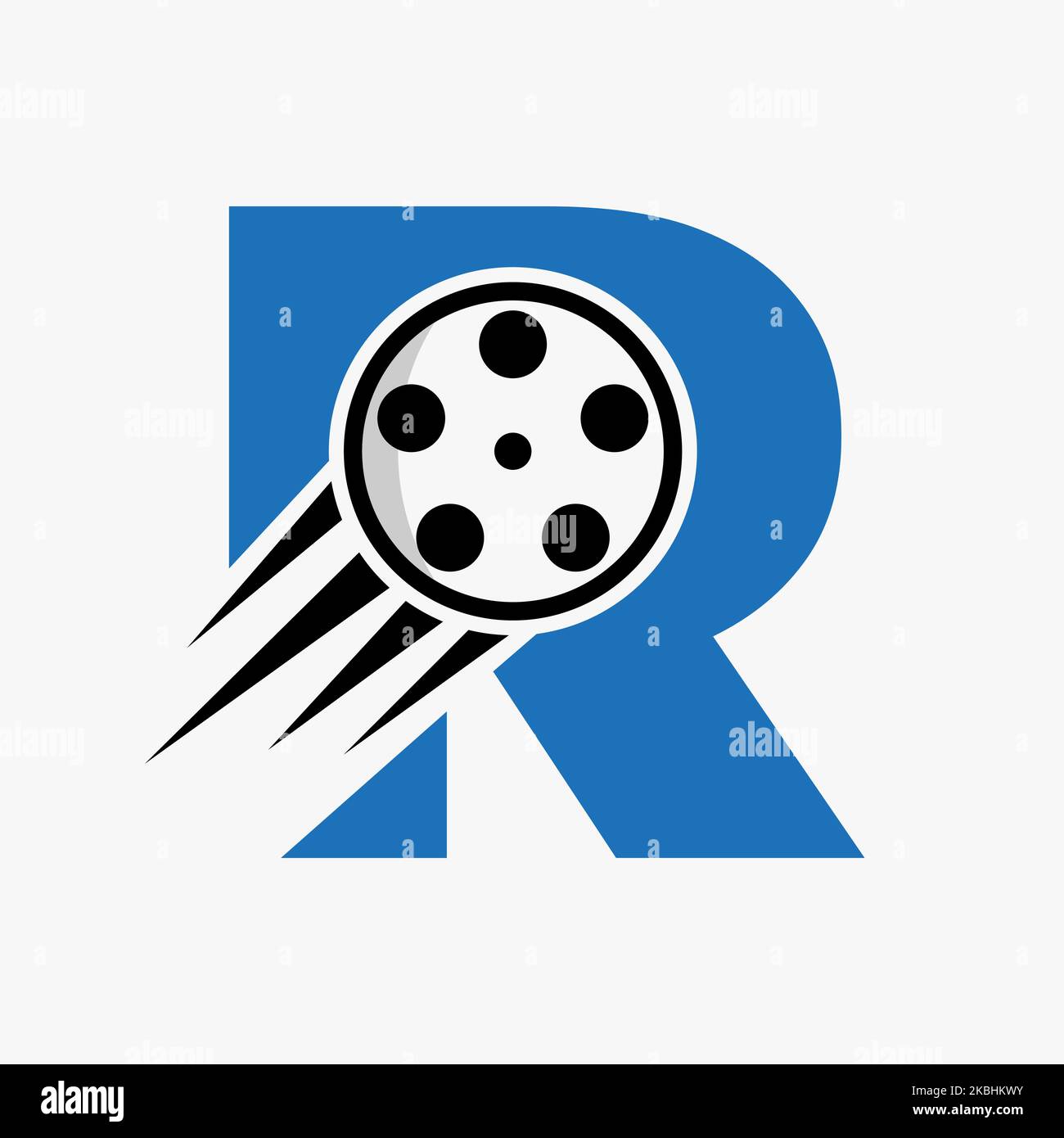 Letter R Film Logo Concept With Film Reel For Media Sign, Movie ...