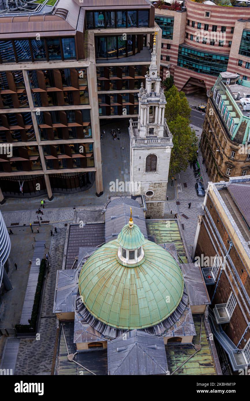 Green dome of St Stephen Walbrook, a small domed church by Christopher ...