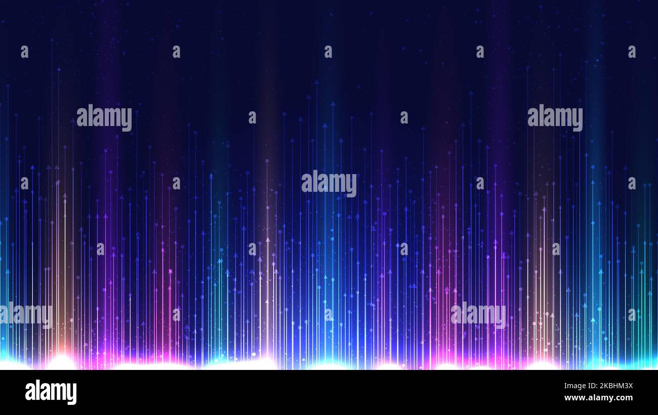 Abstract technology futuristic big data visualization concept neon lighting effect arrow lines ...