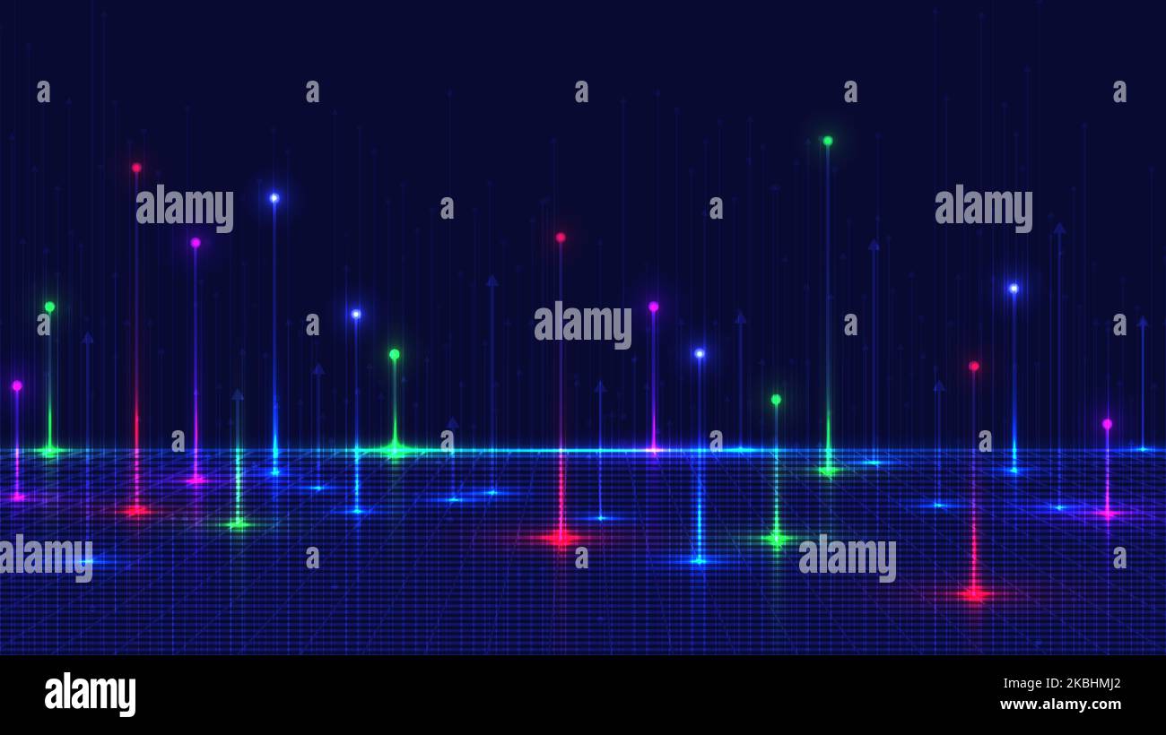 Abstract technology futuristic big data visualization concept neon lighting effect arrow lines ...