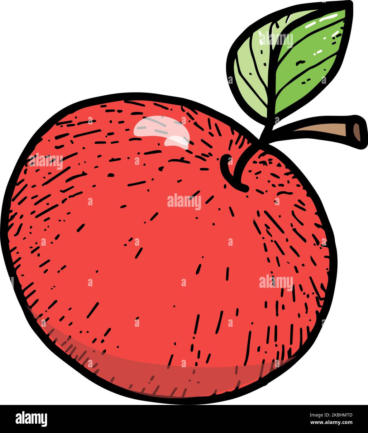 Red apple, a hand-drawn sketch-style doodle. Big apple. Cartoon. Apple ...