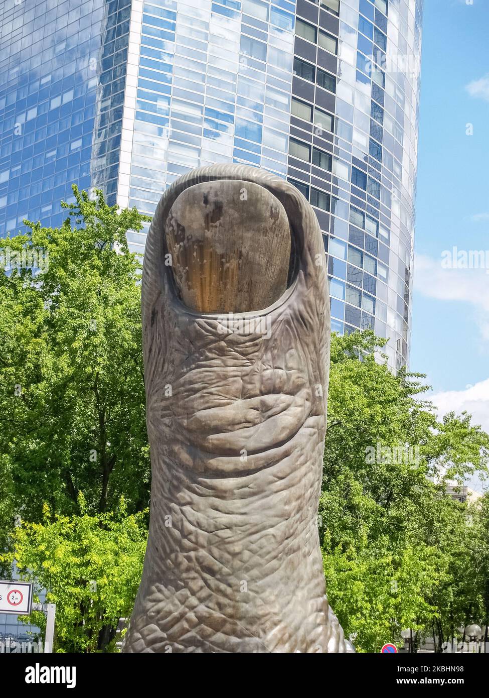 Paris France - June 22 2009; Large sculpture of human thumb in La ...