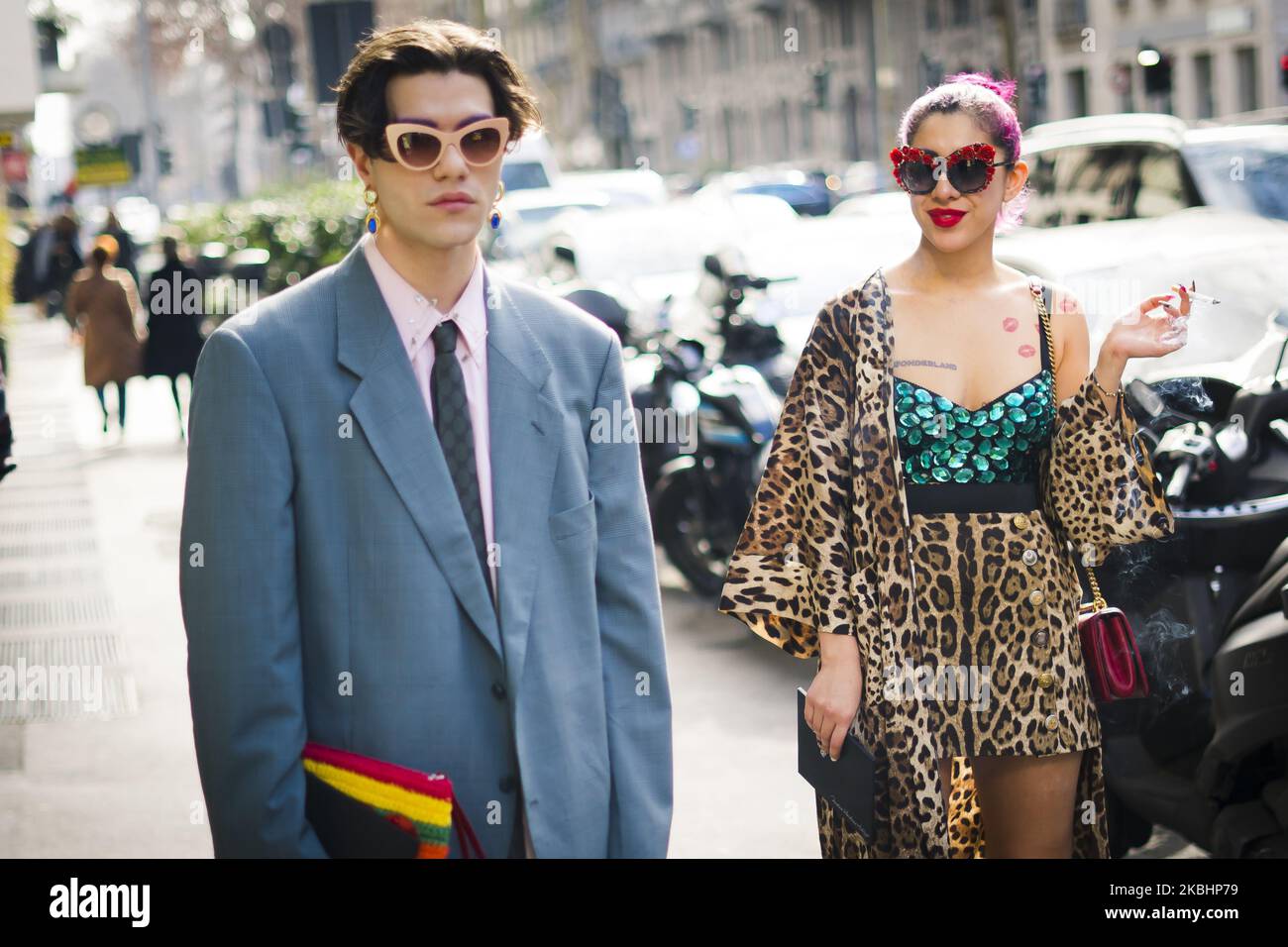 People during the Street Style At Dolce & Gabbana Fashion Show, during ...