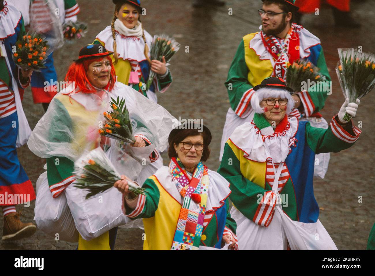 The members of Rose Monday Parade are seen waiting for it begins parade ...