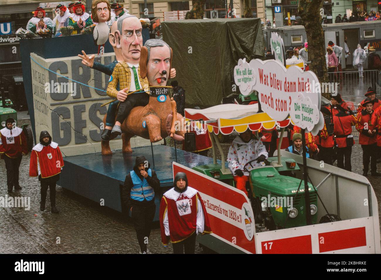 The float featuring AFD is seen during the Rose Monday parade on ...
