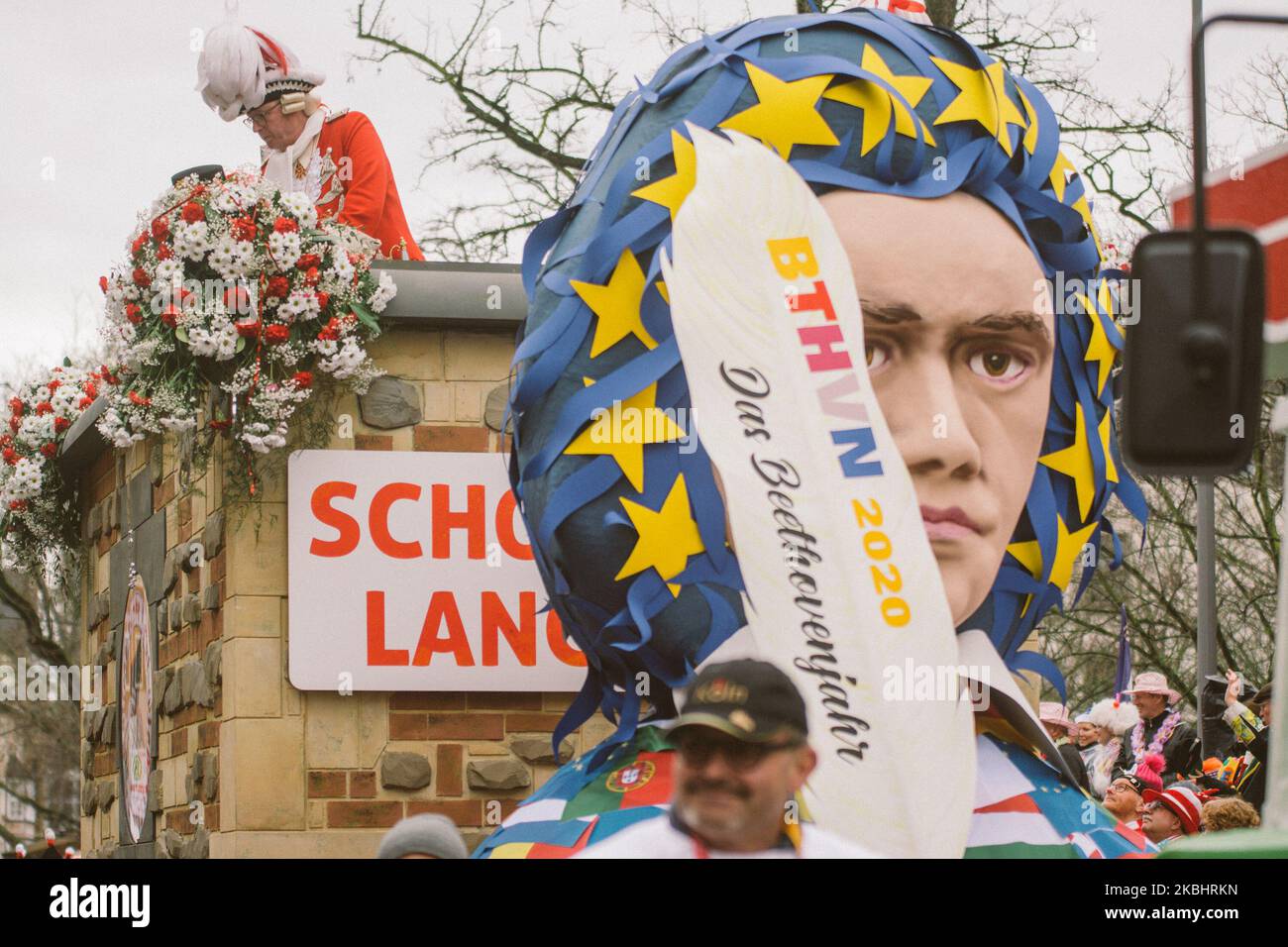 the float featuring Bethoven is seen in the Rose Monday Parade on ...