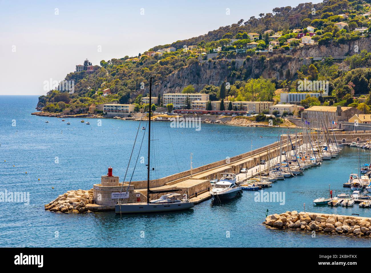 Villefranche-sur-Mer, France - August 5, 2022: Panoramic view of harbor ...