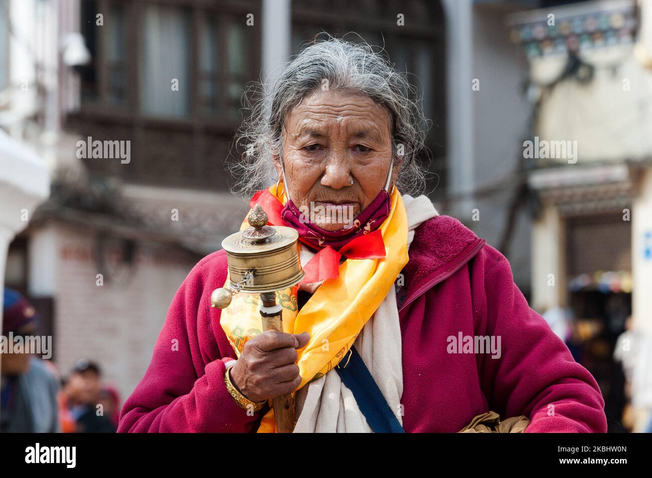 Tibetan woman performing kora hi-res stock photography and images - Alamy