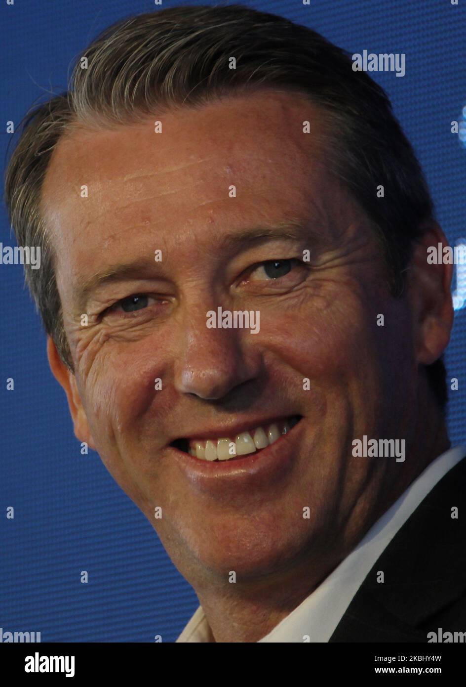 Former Australian cricketer Glenn McGrath looks on during a promotional ...