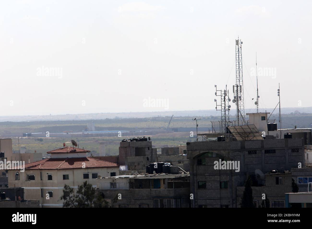 A picture taken from the Gaza strip border town of Rafah in the Gaza ...