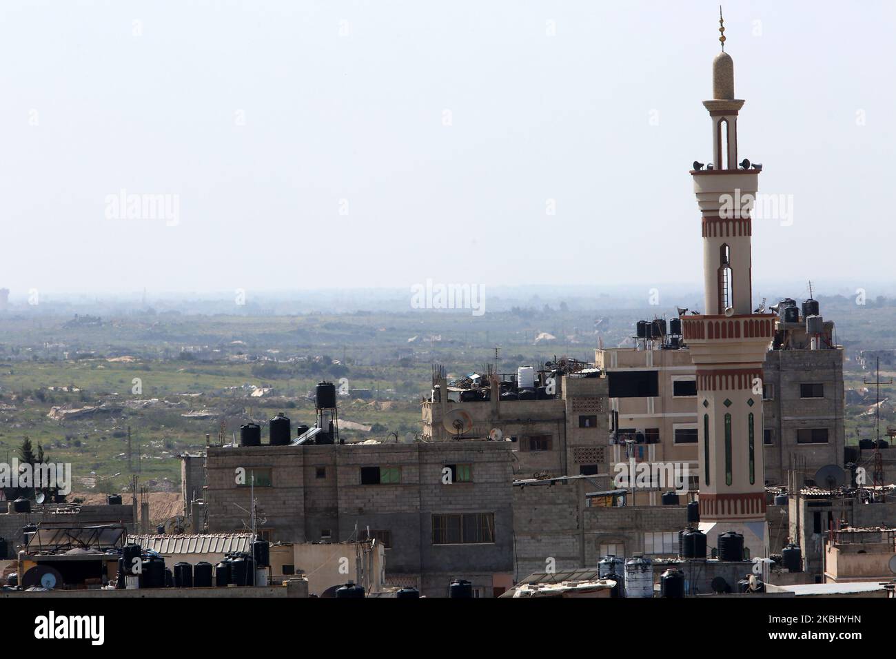 A picture taken from the Gaza strip border town of Rafah in the Gaza ...
