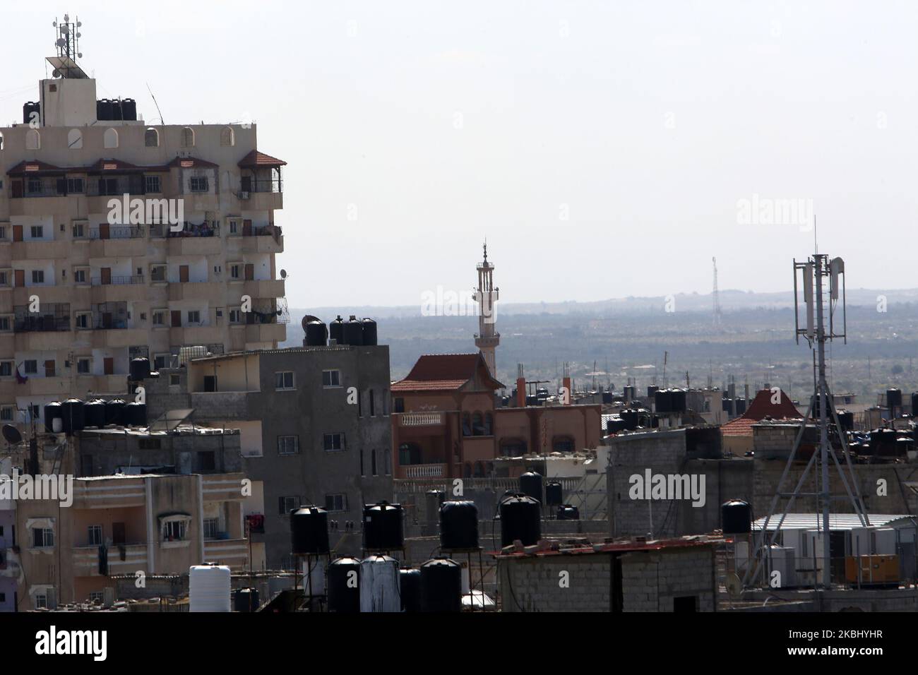 A picture taken from the Gaza strip border town of Rafah in the Gaza ...