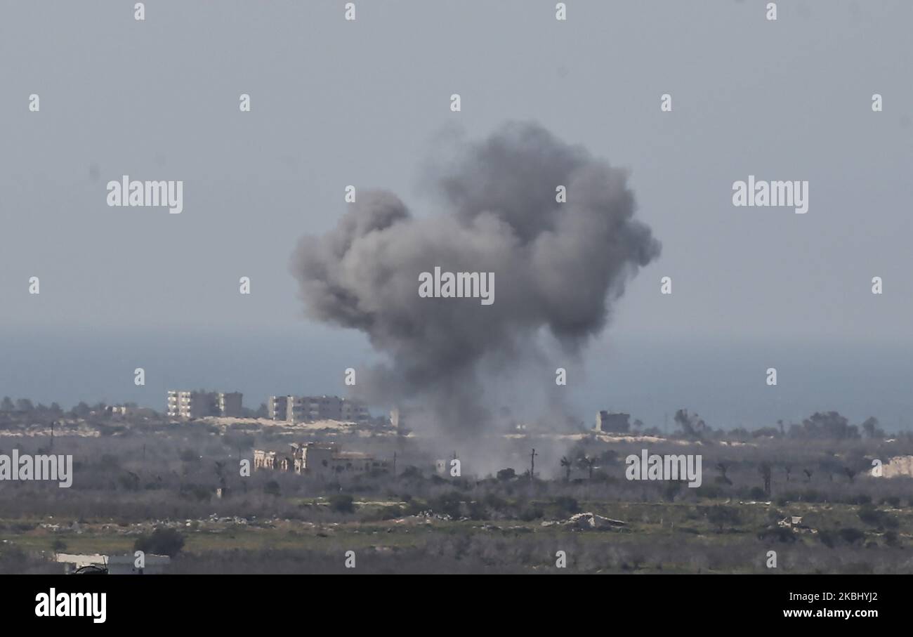 A picture taken on February 26, 2020 from Rafah in the southern Gaza ...