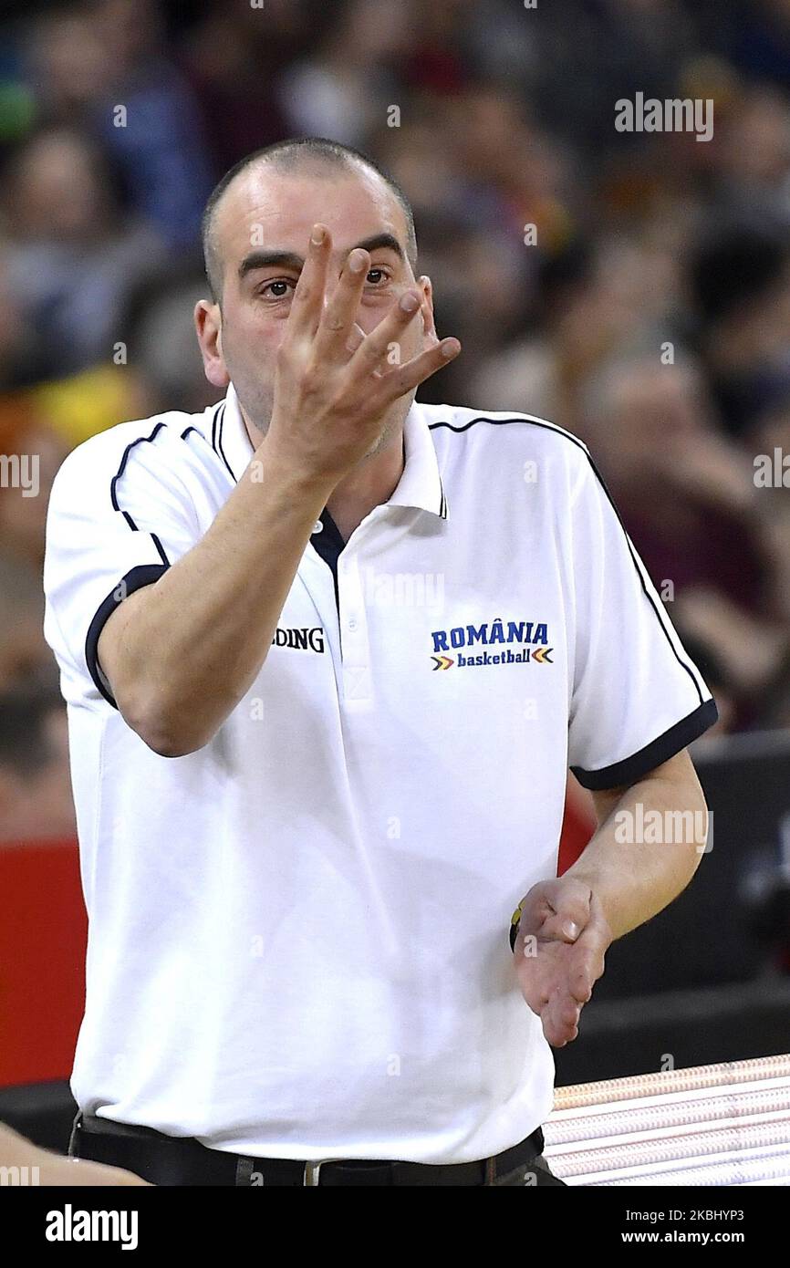 Romania's head coach Tudor Costescu reacts during the game during the ...