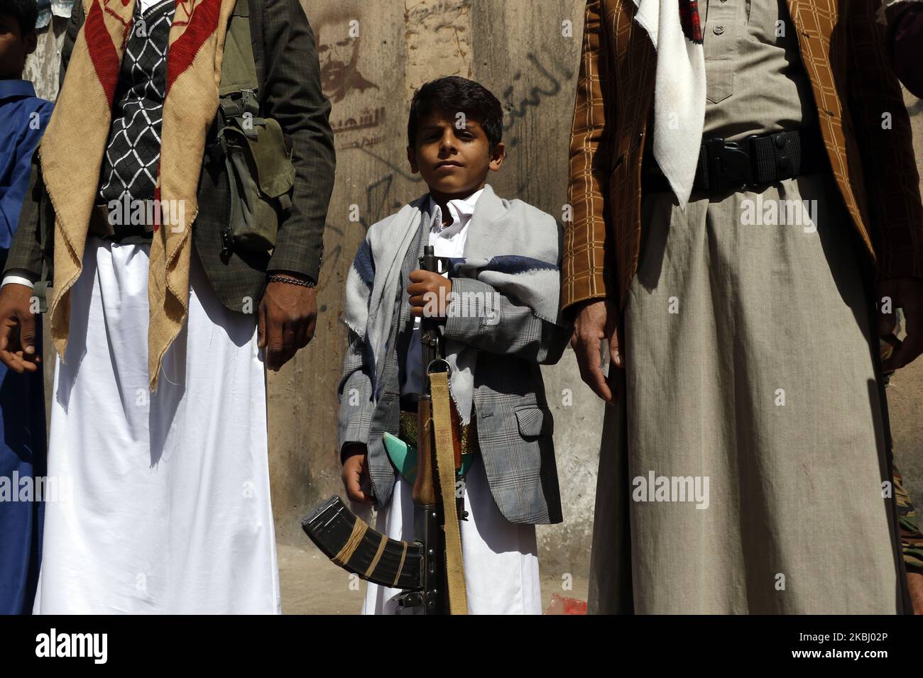 Yemen's Houthi loyalists take part in a tribal gathering in Sana'a on ...