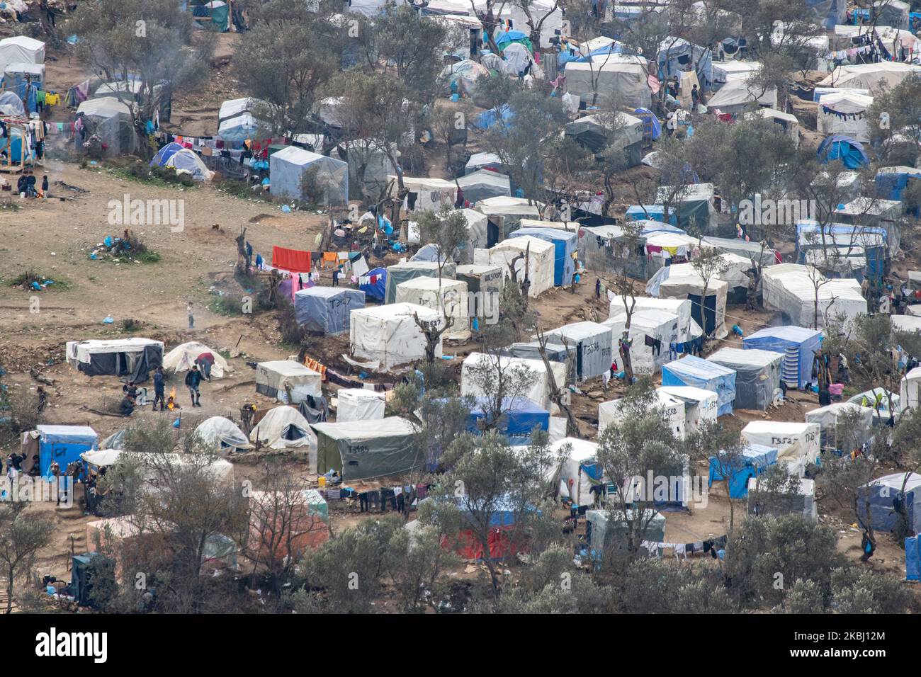 Panoramic general and closeup view from a hill of everyday daily life ...