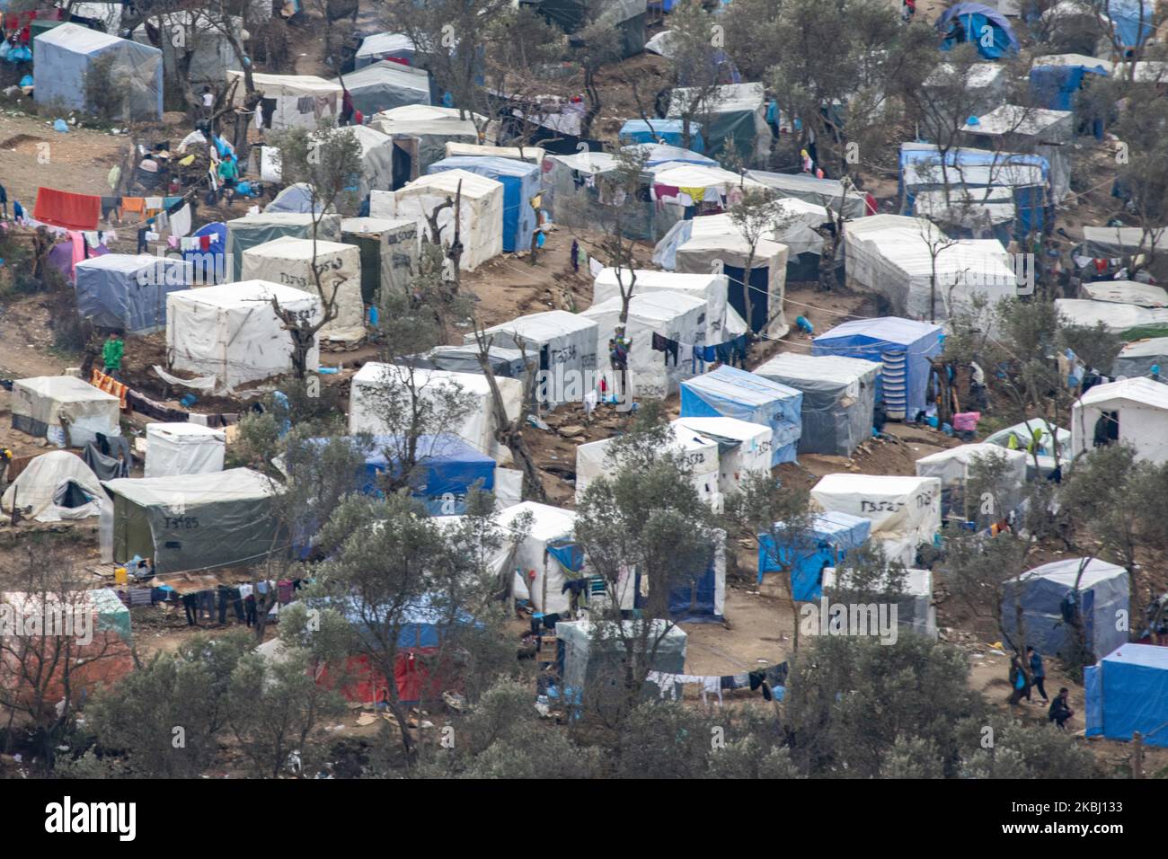 Panoramic general and closeup view from a hill of everyday daily life ...