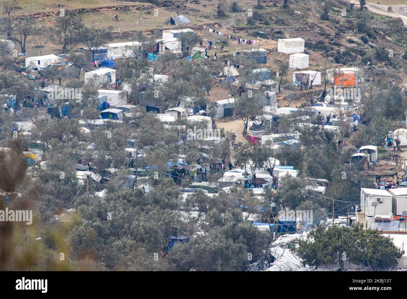 Panoramic general and closeup view from a hill of everyday daily life ...