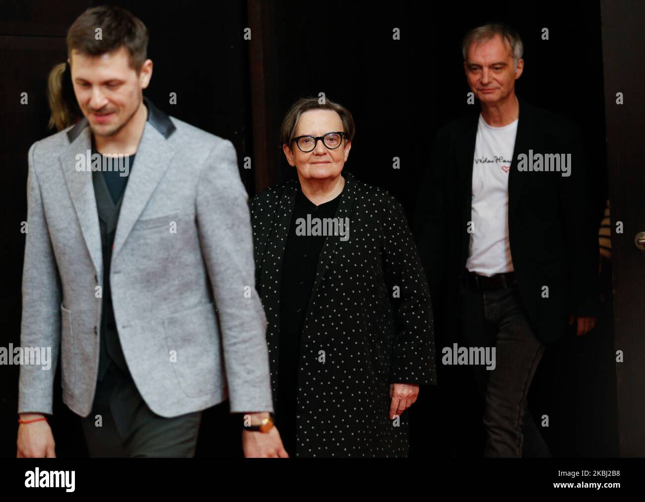 (L-R) Slovak actor Juraj Loj, Polish director Agnieszka Holland and ...