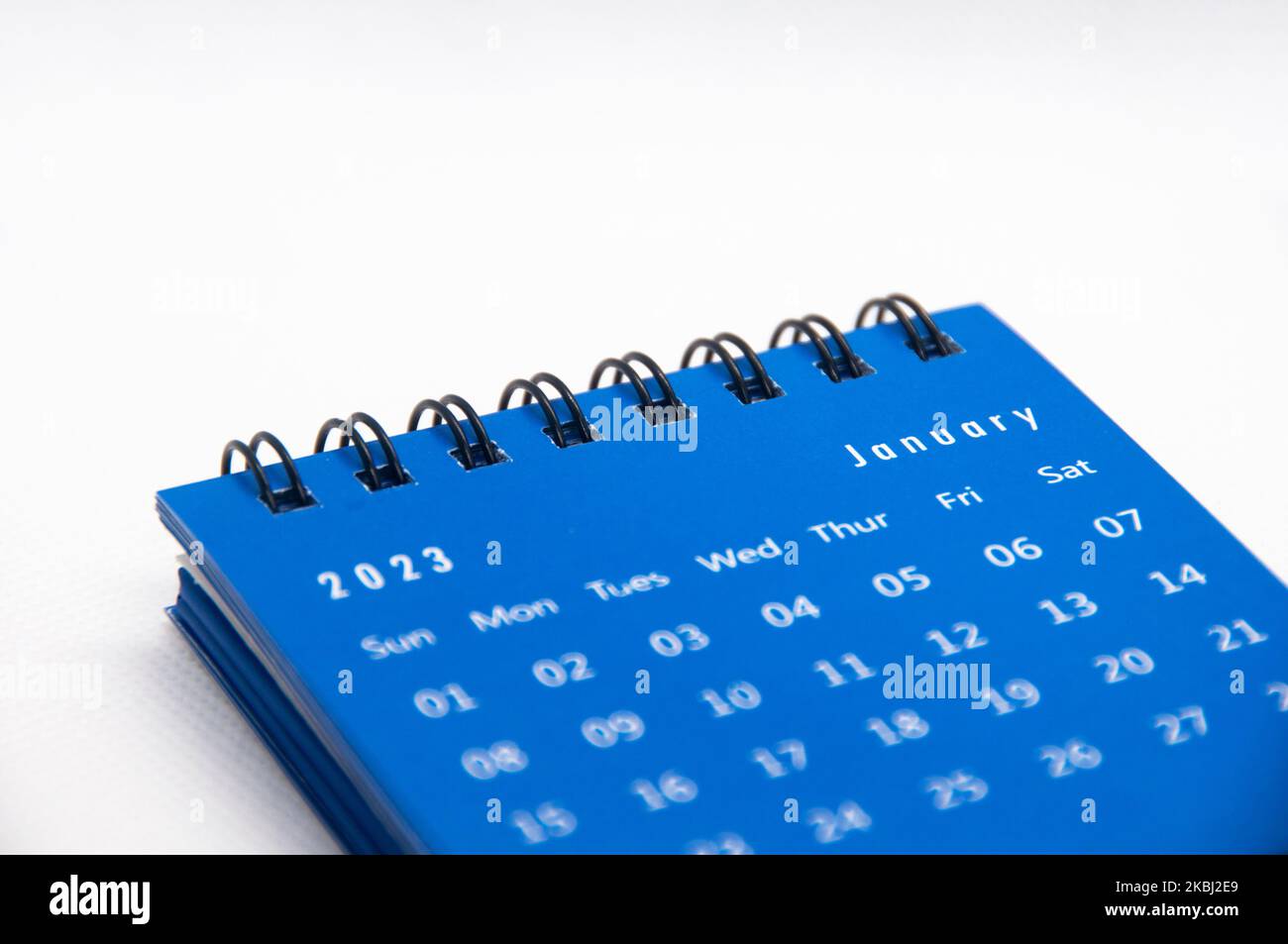 January 2023 blue desk calendar on white background with customizable ...