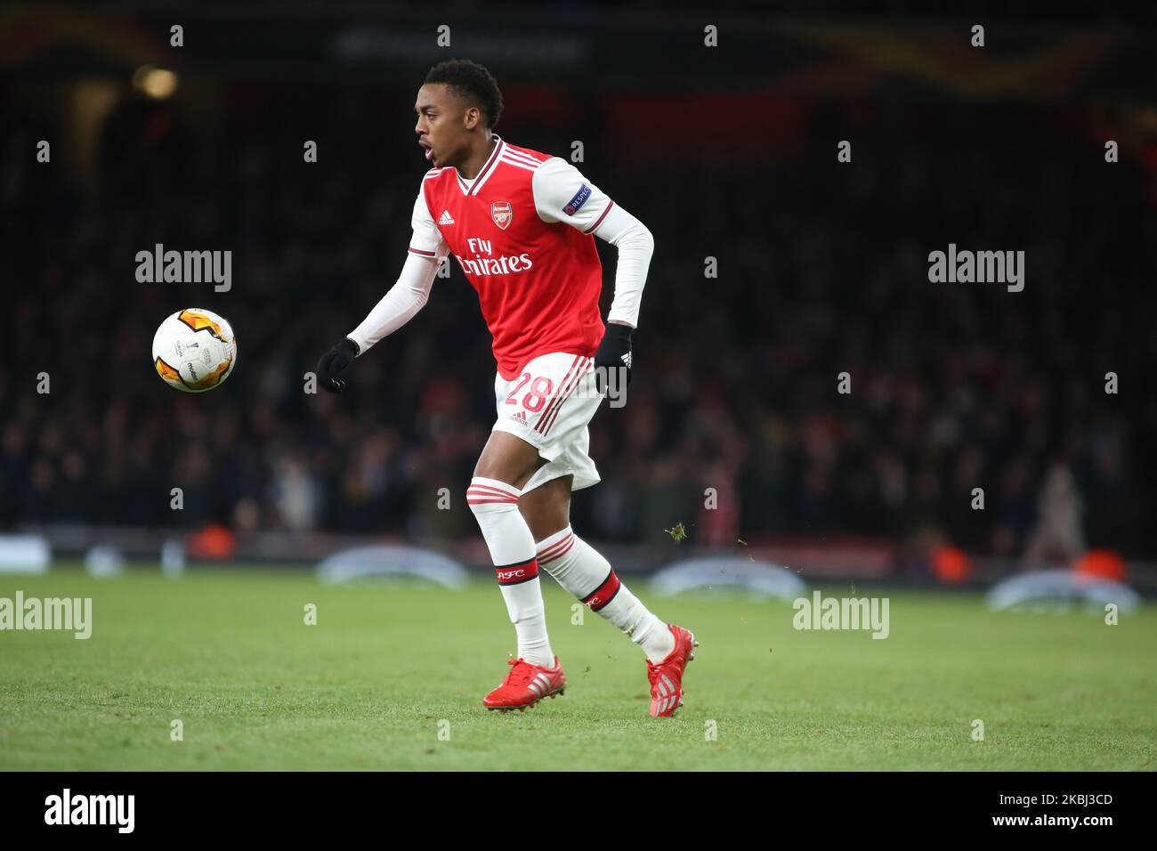 Joe Willock (Arsenal) controls the ball during the 2019/20 UEFA Europa ...