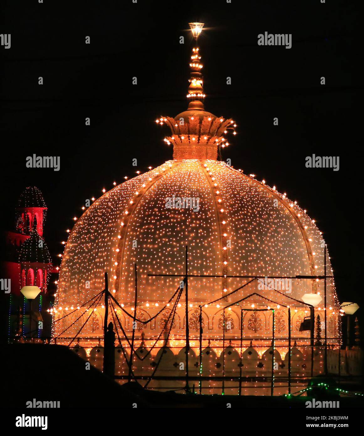 A view of illuminated shrine of Sufi saint Khwaja Moinuddin Chishti ...