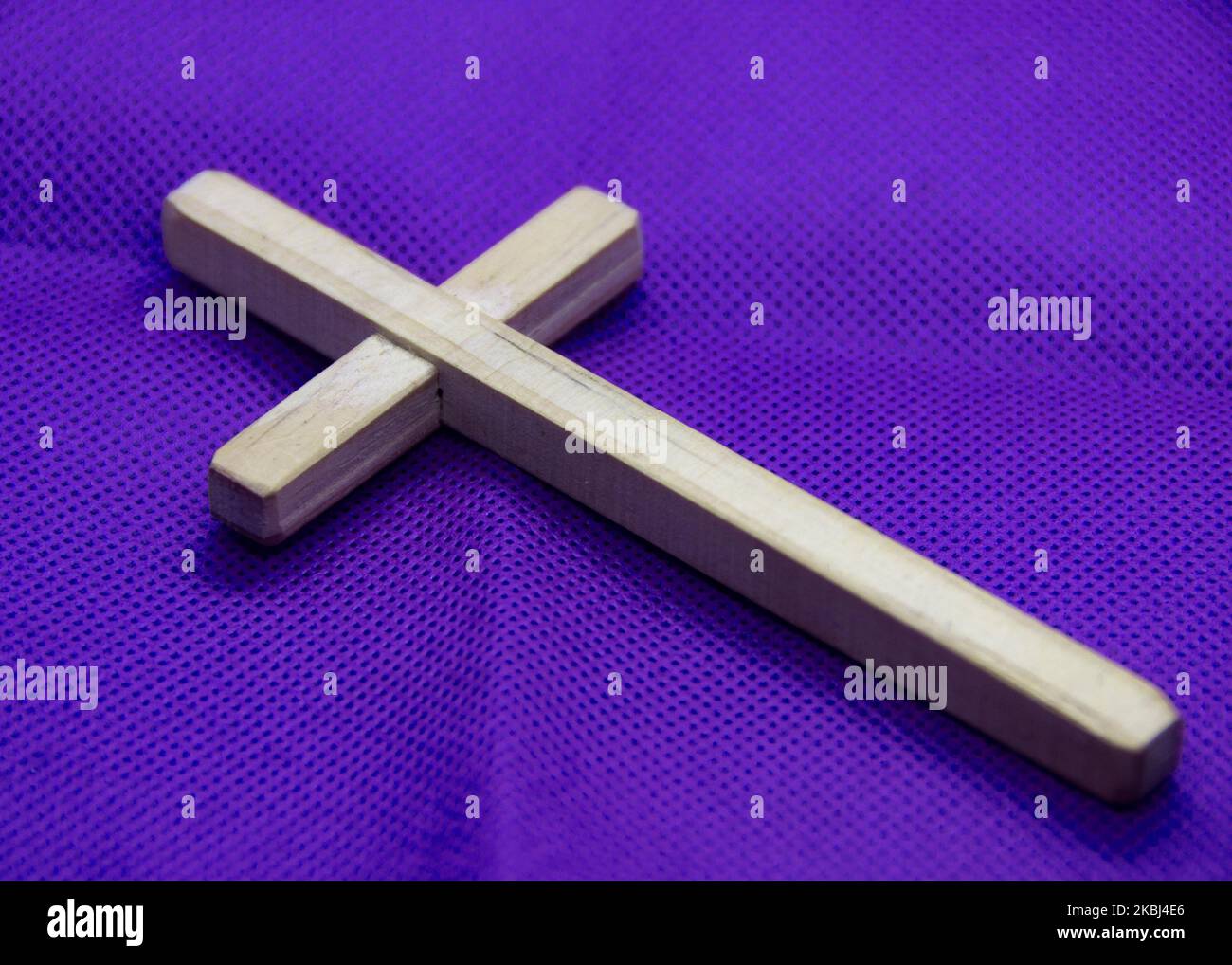 Cross on purple cover background representing Good Friday, Lent Season ...