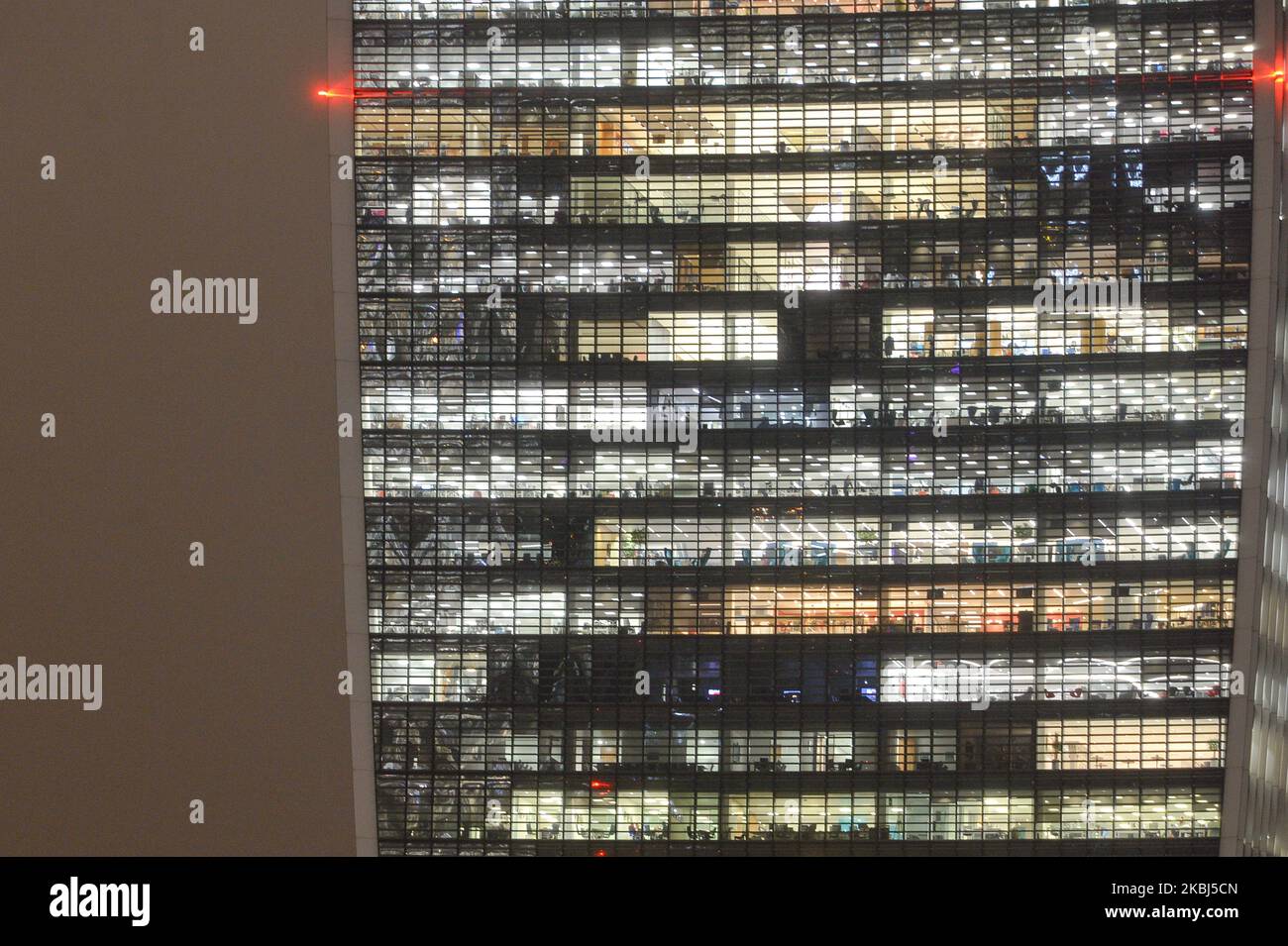 A view of an office skyscraper inside the City of London, seen from ...