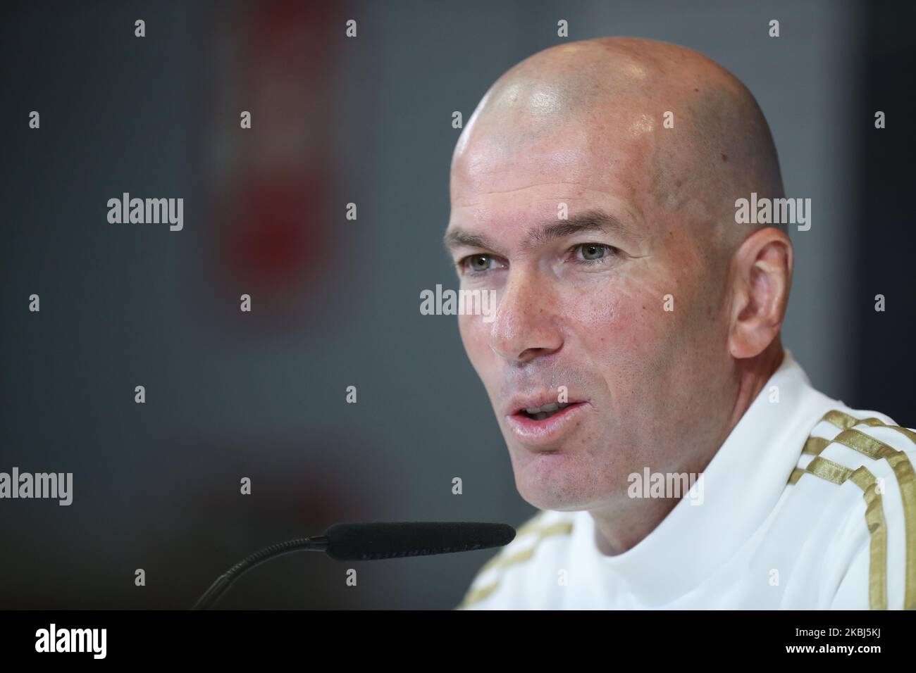 Real Madrid's French coach Zinedine Zidane holds a press conference at ...