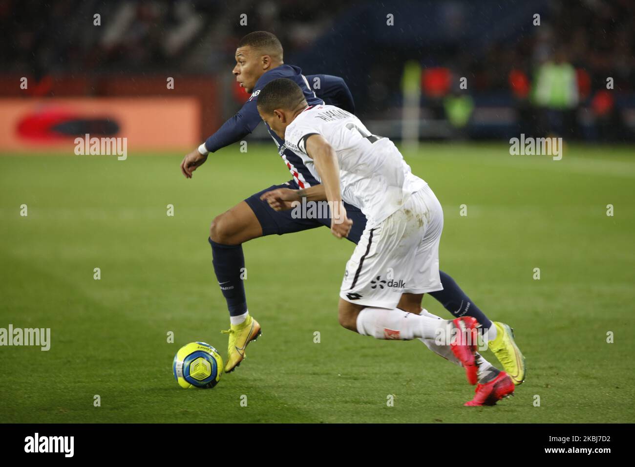 Paris Saint-Germain's Kylian Mbappe attends the French L1 football ...