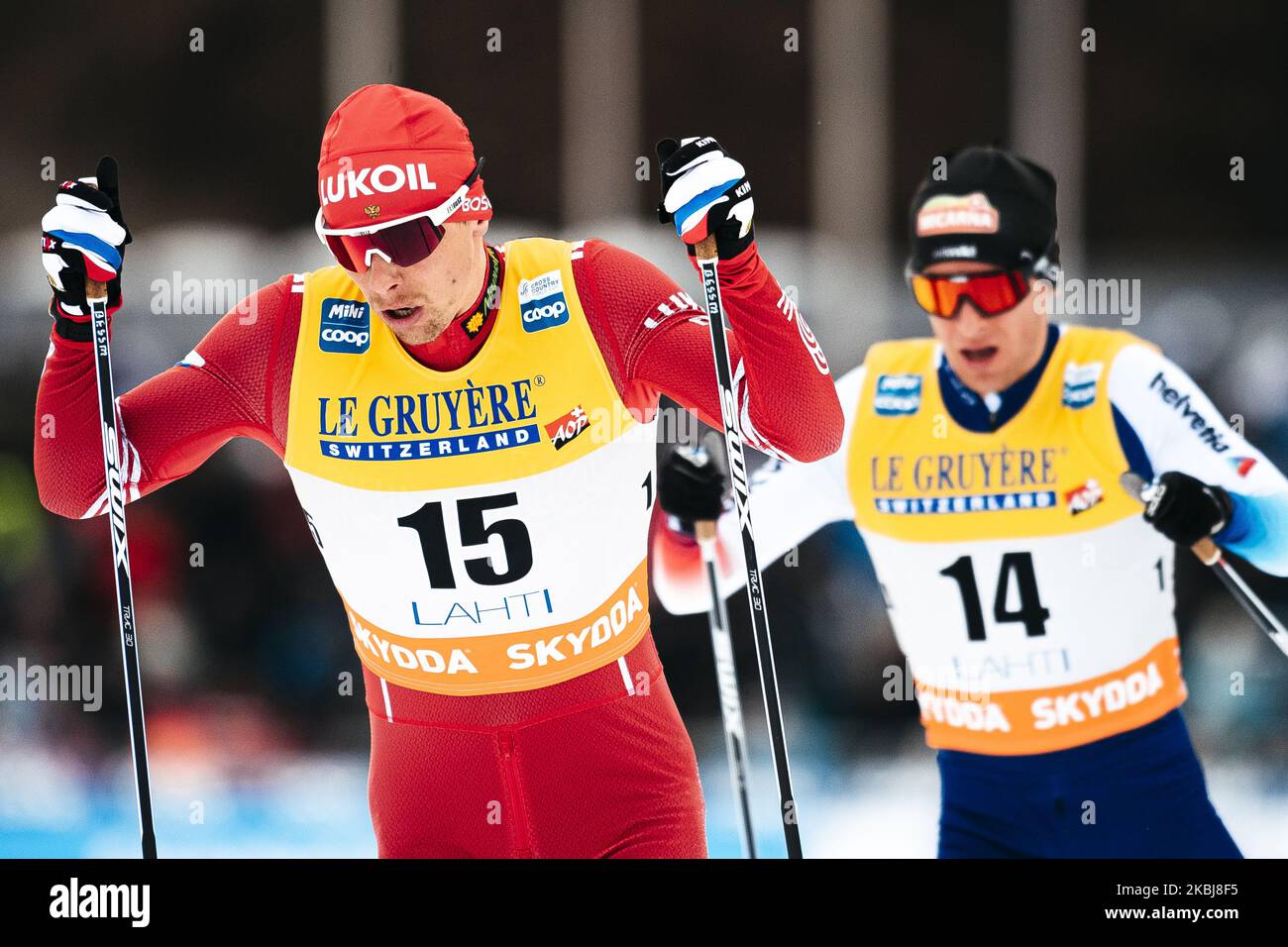 Alexander Bessmertnykh and Beda Klee during the men’s 15.0 km cross ...