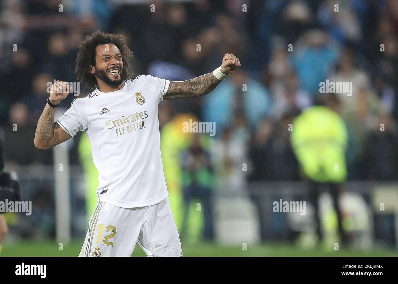 Marcelo celebrate the winning during the Liga match between Real Madrid ...
