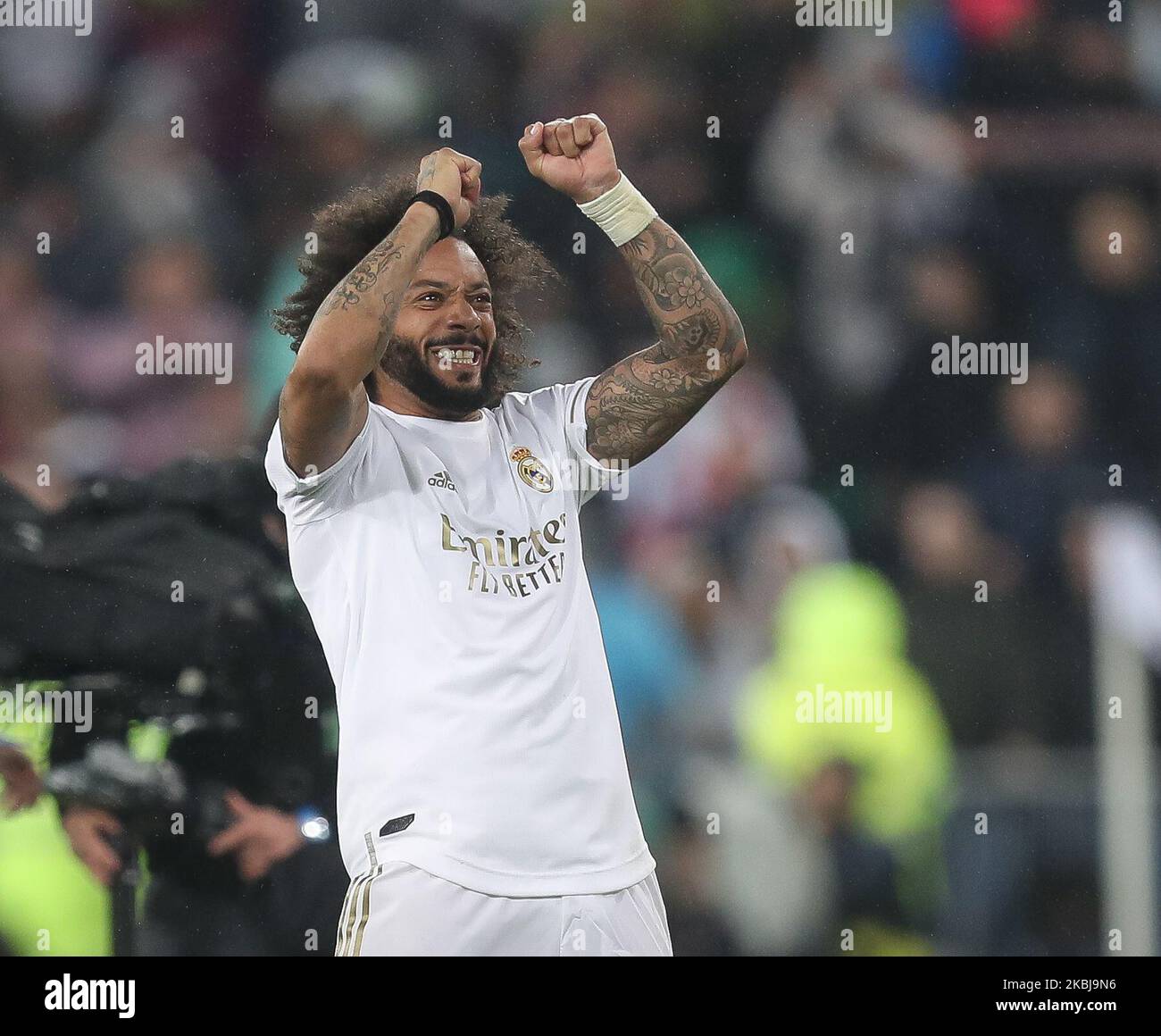 Marcelo celebrate the winning during the Liga match between Real Madrid ...