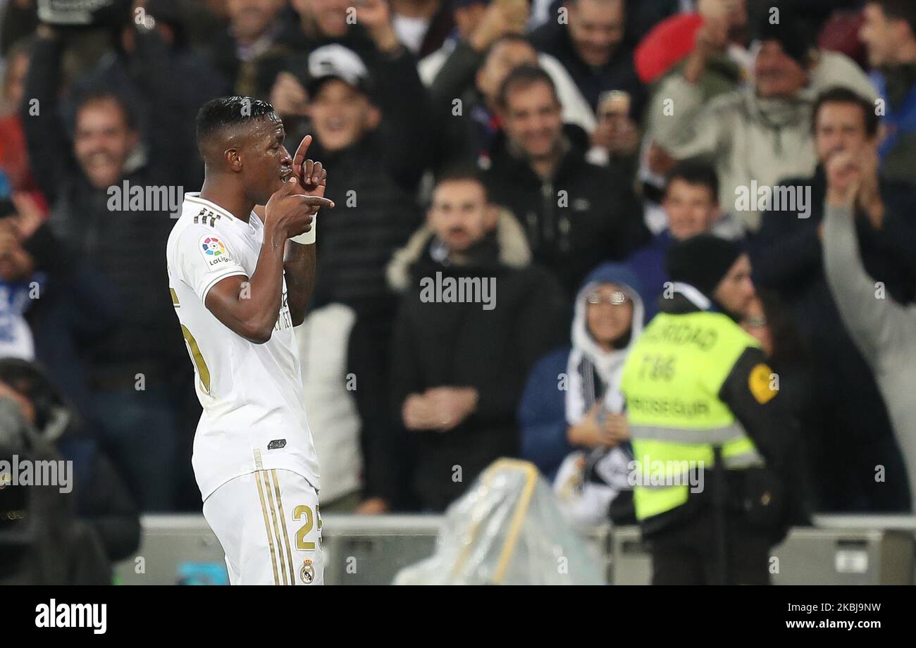 Vinícius Jr celebrating the goal during the Liga match between Real ...