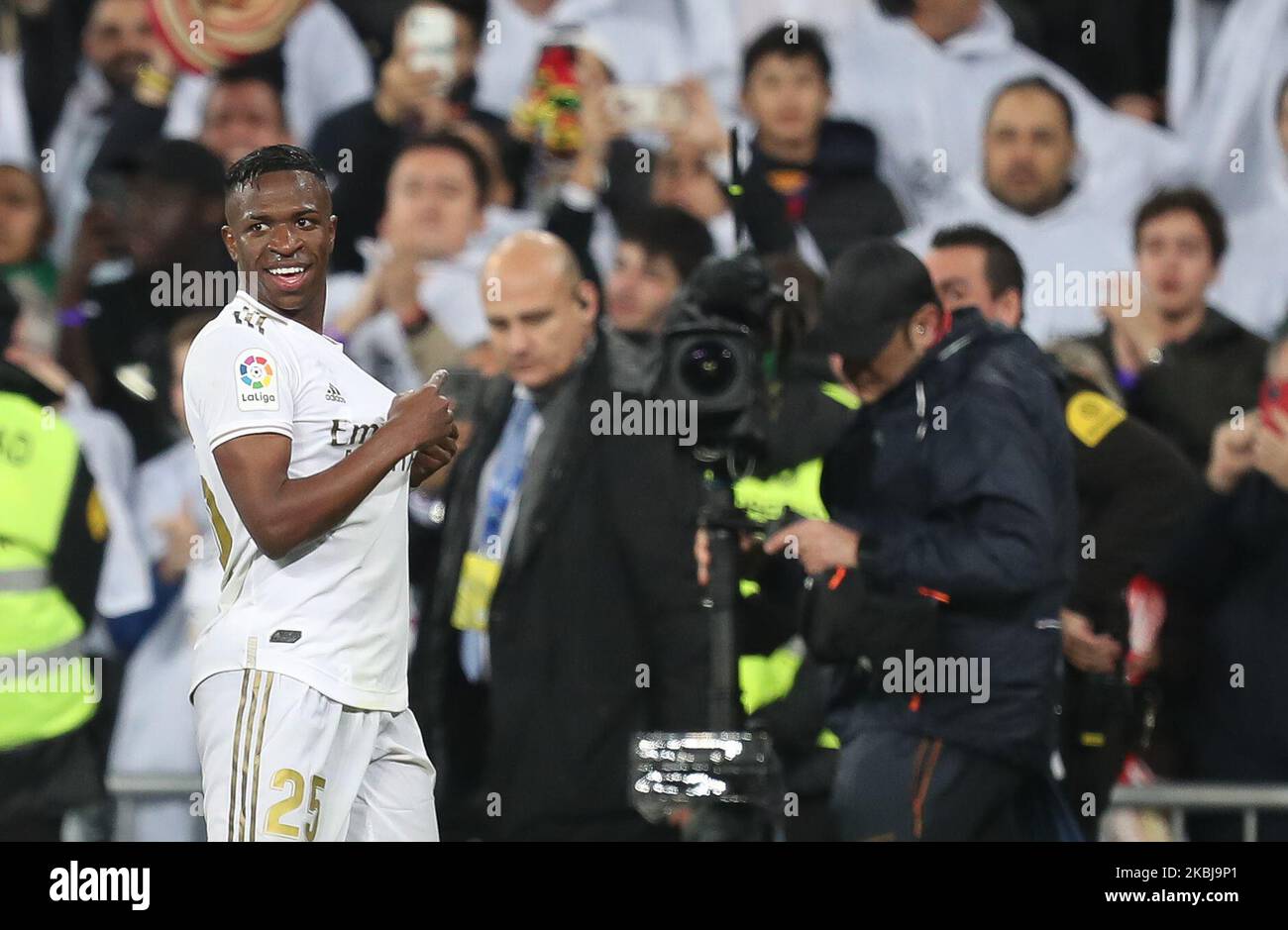 Vinícius Jr celebrating the goal during the Liga match between Real ...