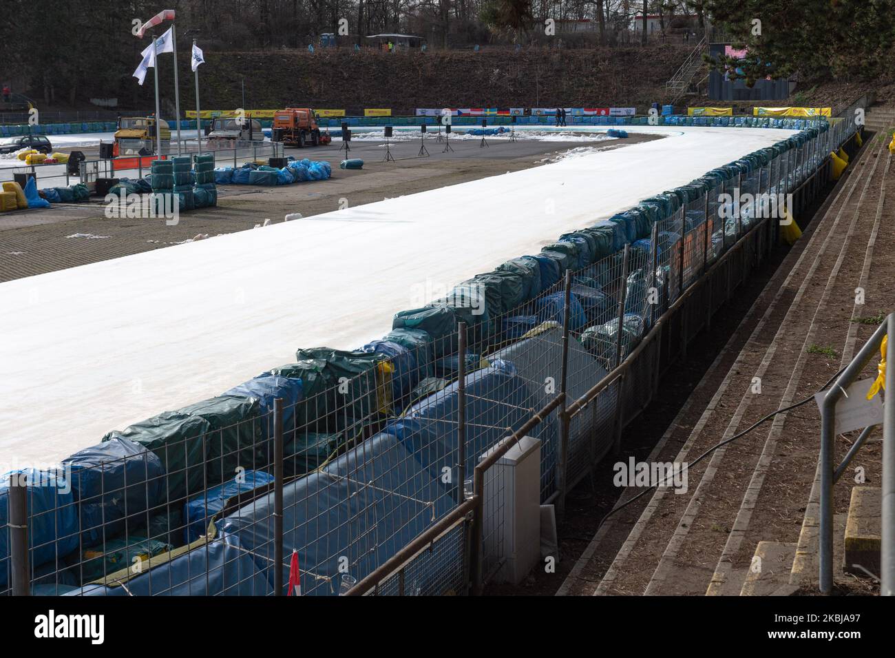 Back straight terracing and back straight during the Ice Speedway of ...