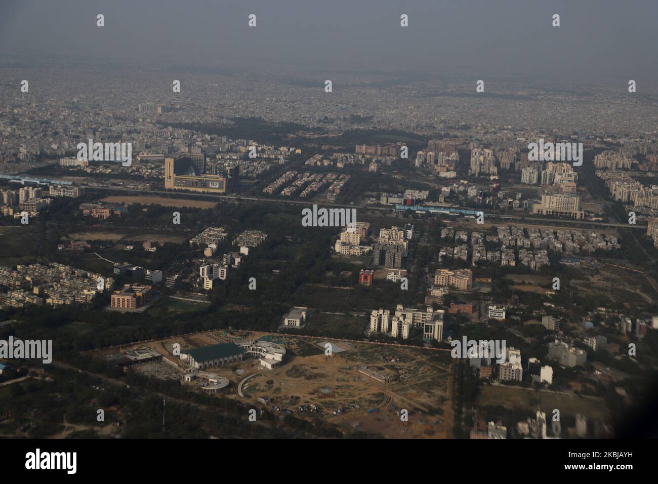 An aerial view of India's capital New Delhi on 01 March, 2020. (Photo ...