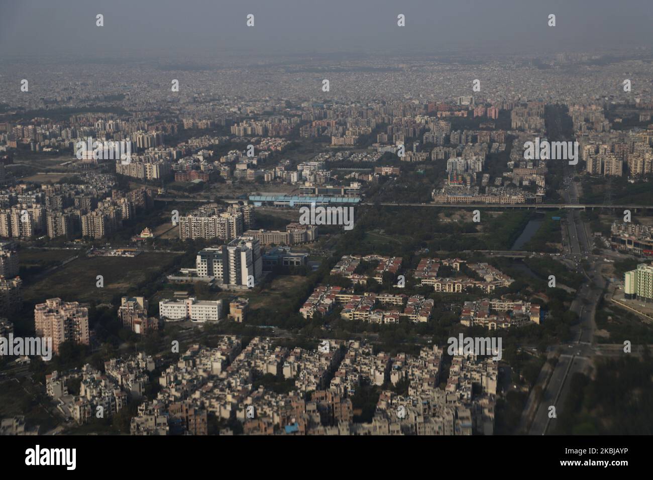 An aerial view of India's capital New Delhi on 01 March, 2020. (Photo ...