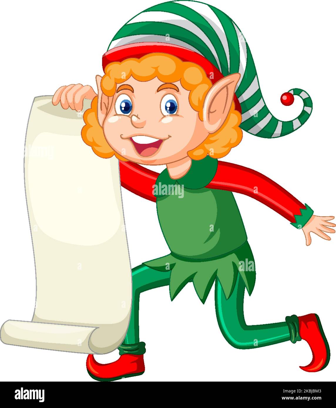 Cute kid wearing elf costume cartoon illustration Stock Vector Image ...