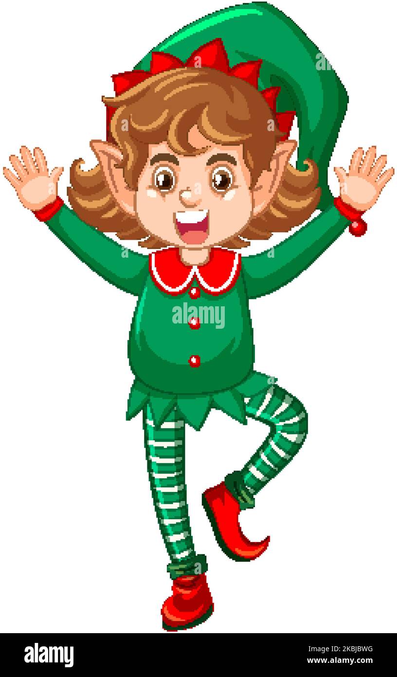 Happy elf wearing Christmas costume illustration Stock Vector Image ...