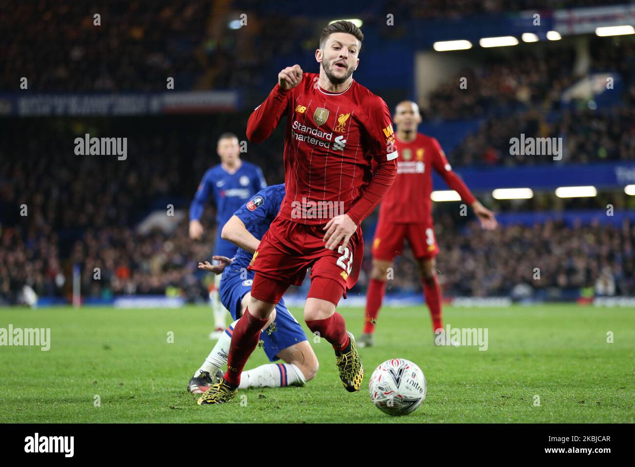 Adam Lallana of Liverpool getting past Billy Gilmour of Chelsea during ...