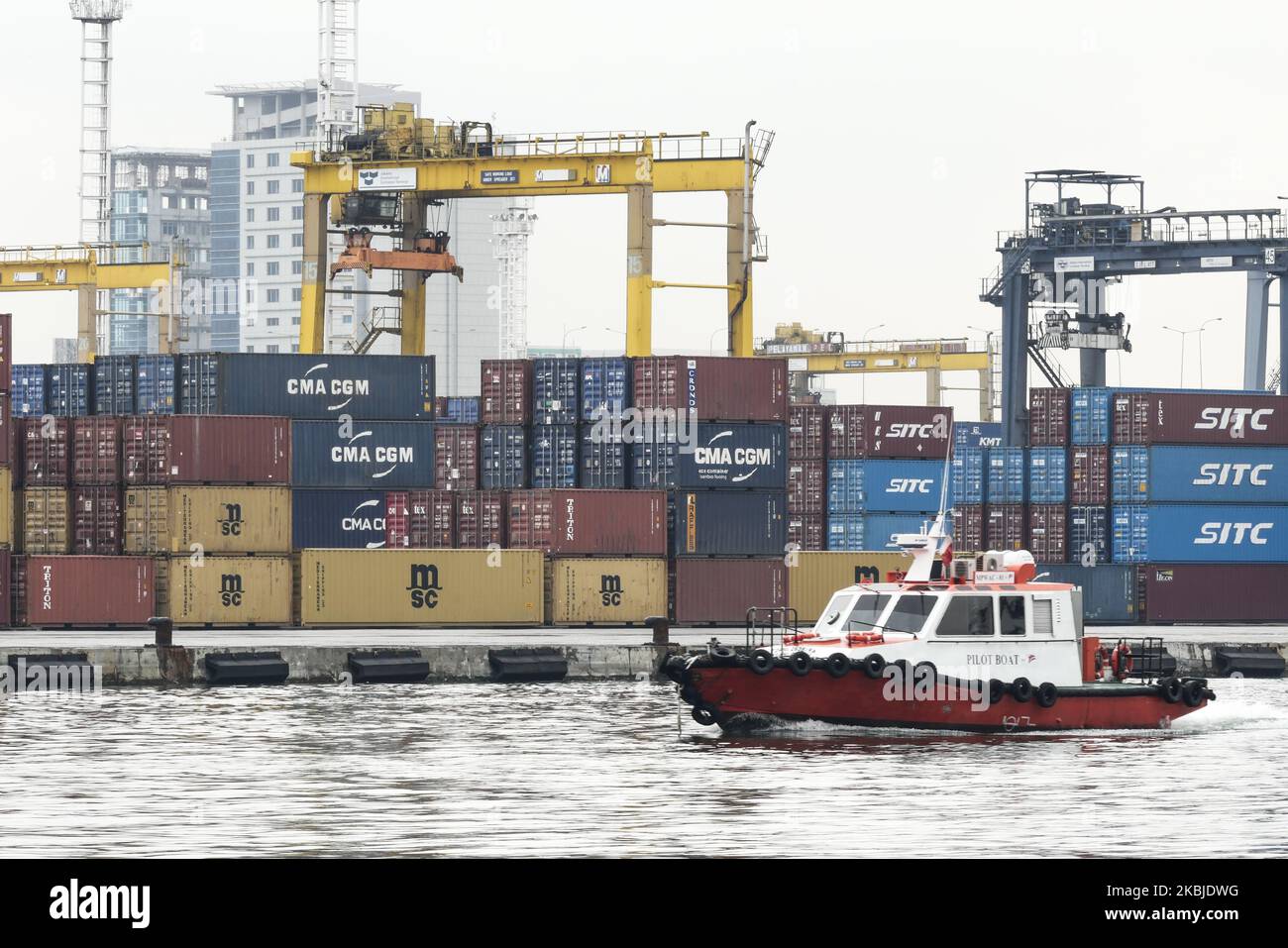 A pile of cargo at Jakarta International Container Terminal, Tanjung ...