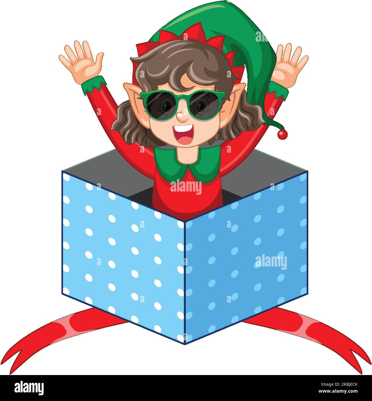 Cute kid wearing elf costume cartoon illustration Stock Vector Image ...