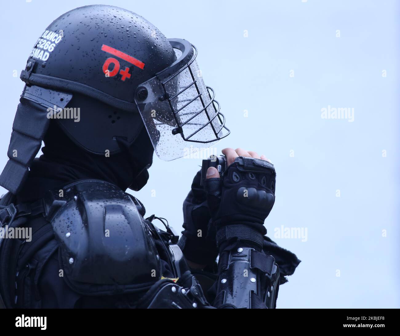 Riot squad officers, esmad in the tank during the riots at the National ...
