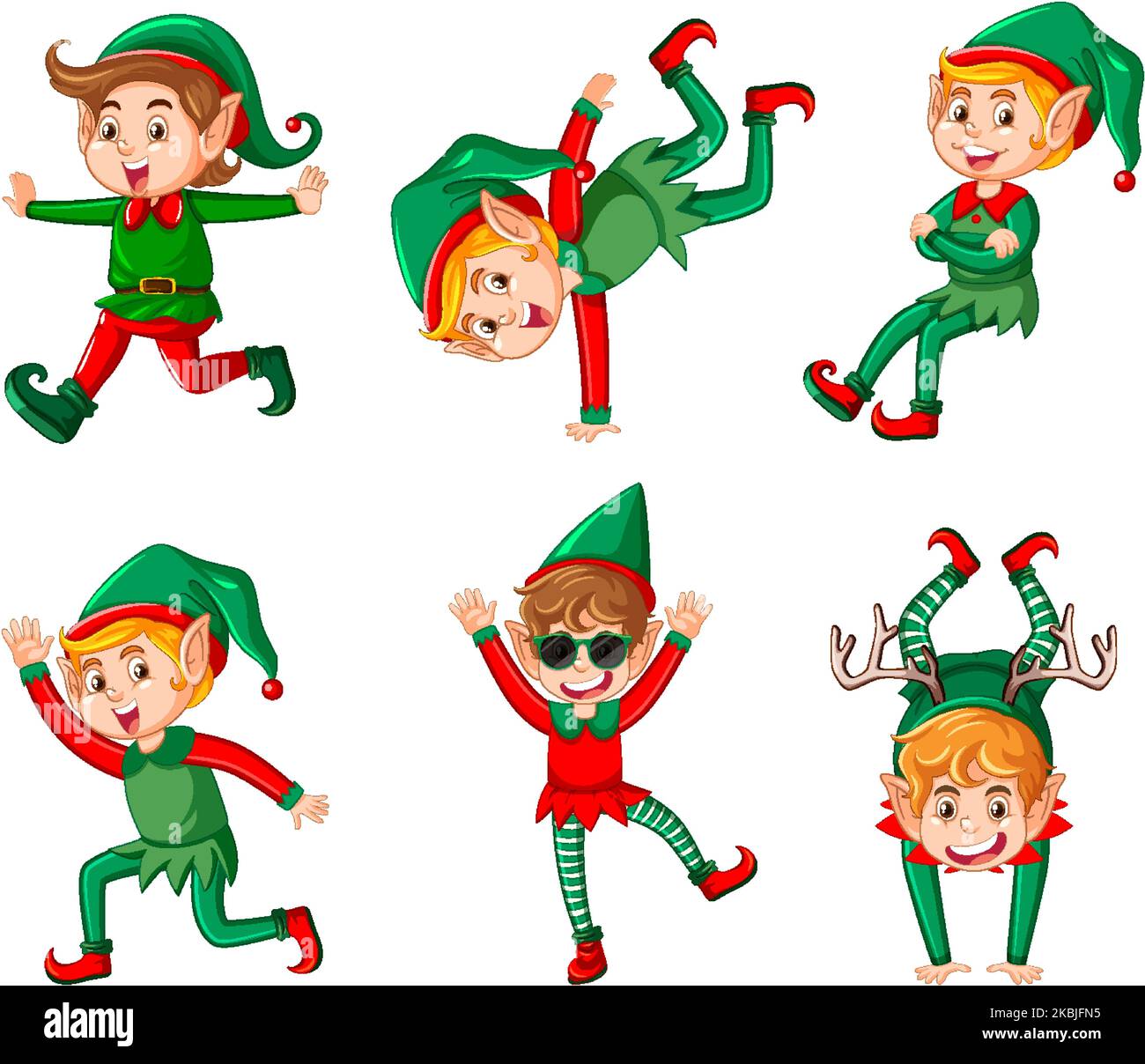 Cute kid wearing elf costume cartoon illustration Stock Vector Image ...