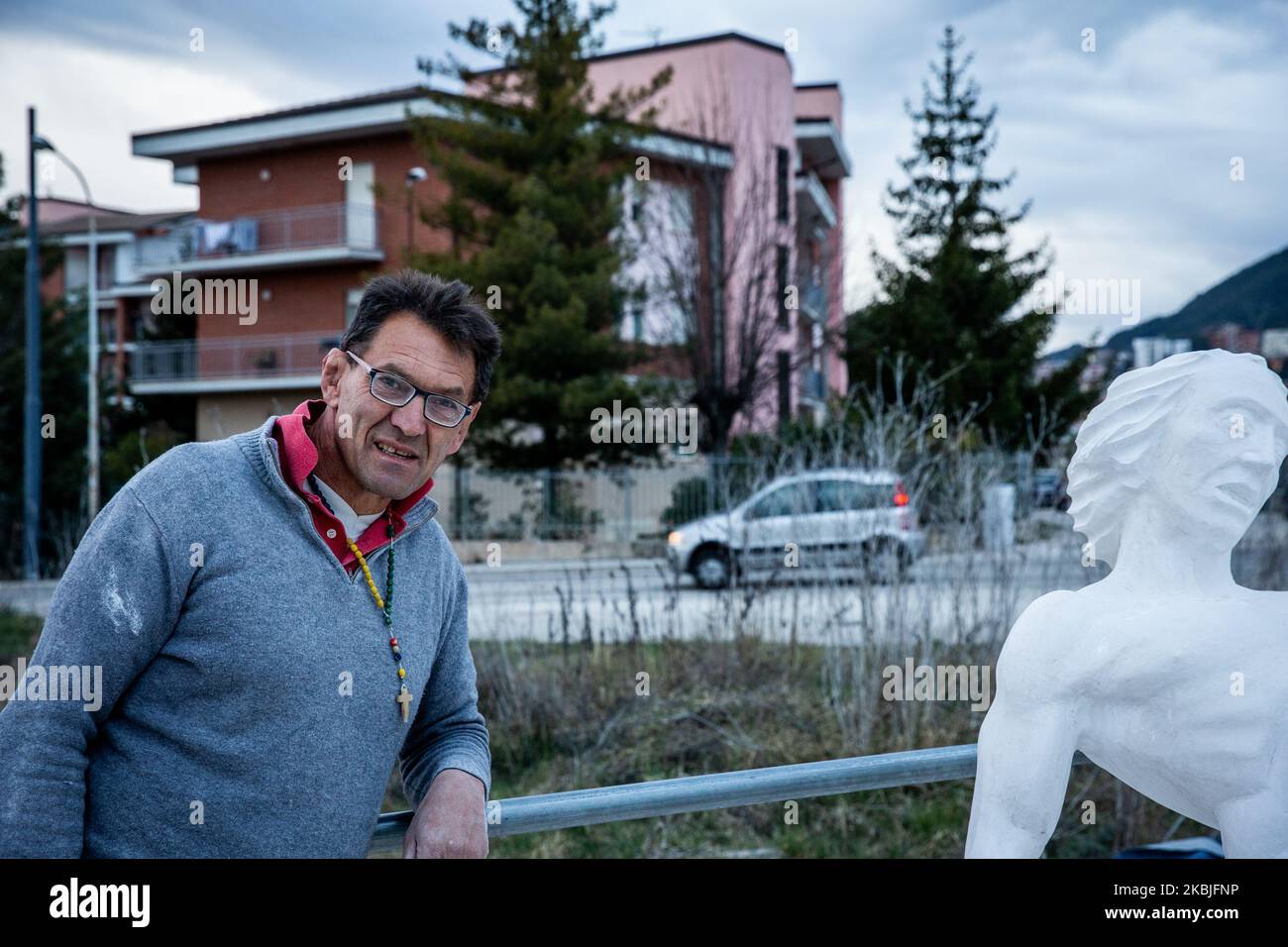 The artist Valter Di Carlo in L’Aquila, Italy, on March 5, 2020. Valter ...