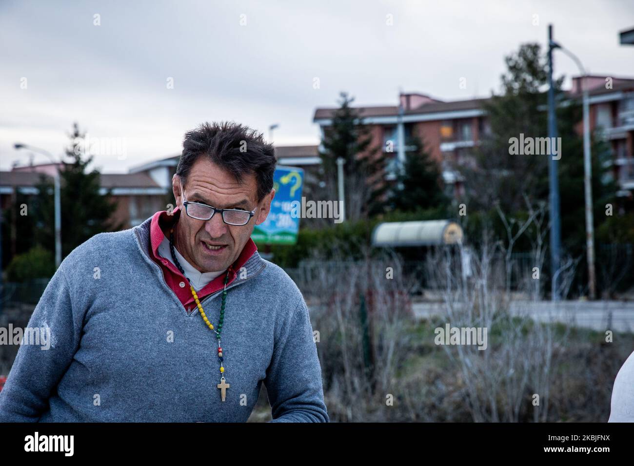 The artist Valter Di Carlo in L’Aquila, Italy, on March 5, 2020. Valter ...