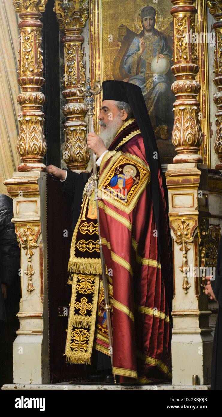 Greek Orthodox Patriarch of Jerusalem Metropolitan Theophilos III takes ...