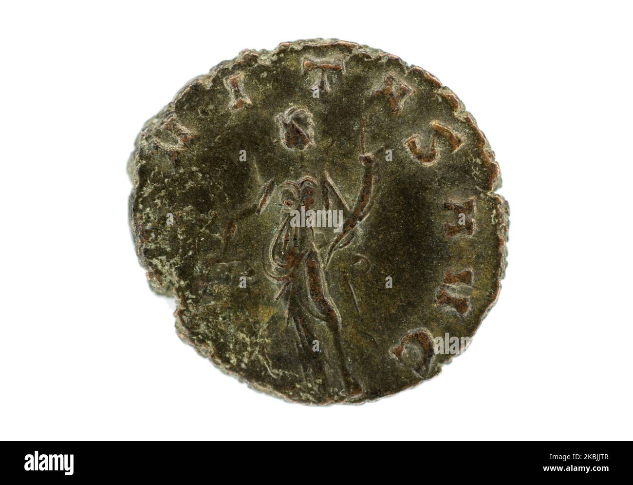 The reverse of a Roman coin, a Claudius II antoninianus showing ...