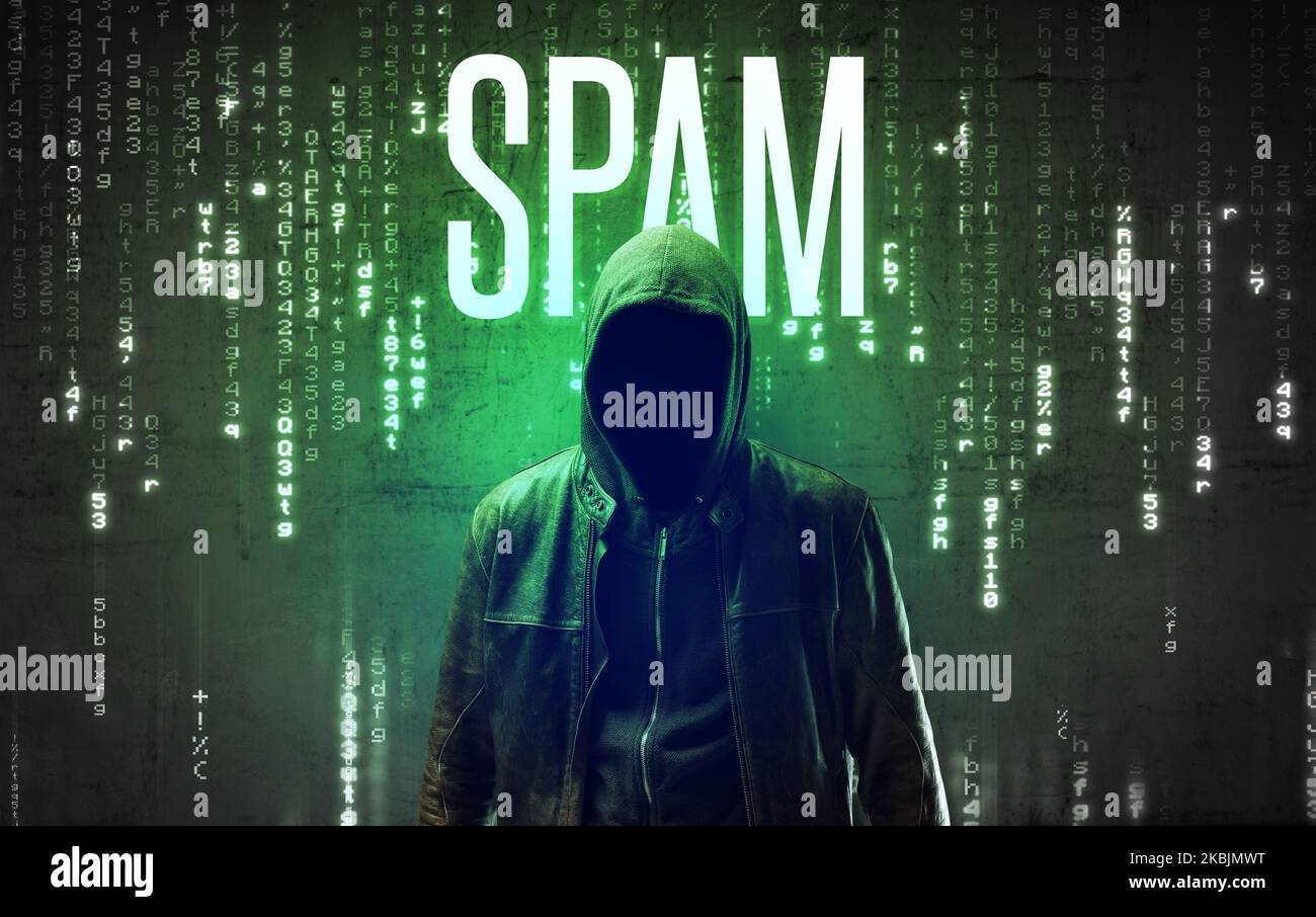 Faceless hacker with inscription concept Stock Photo - Alamy